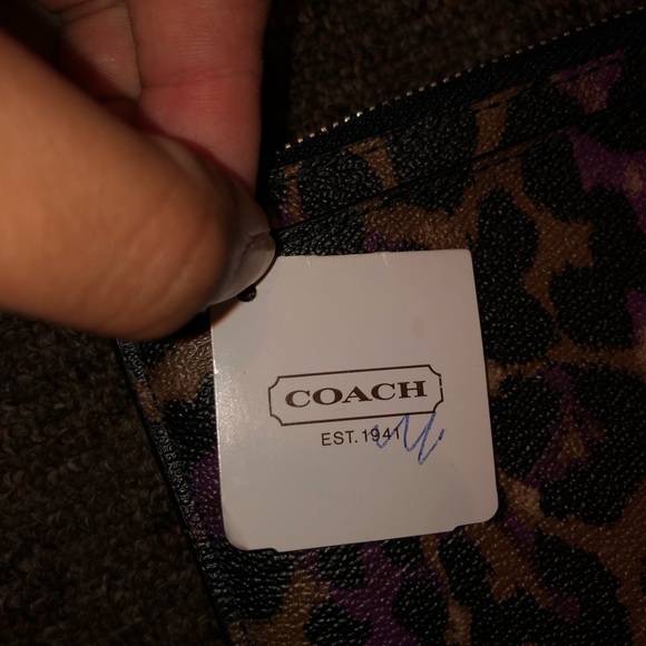 Coach | Bags | Black And Purple Leopard Print Wallet | Poshmark